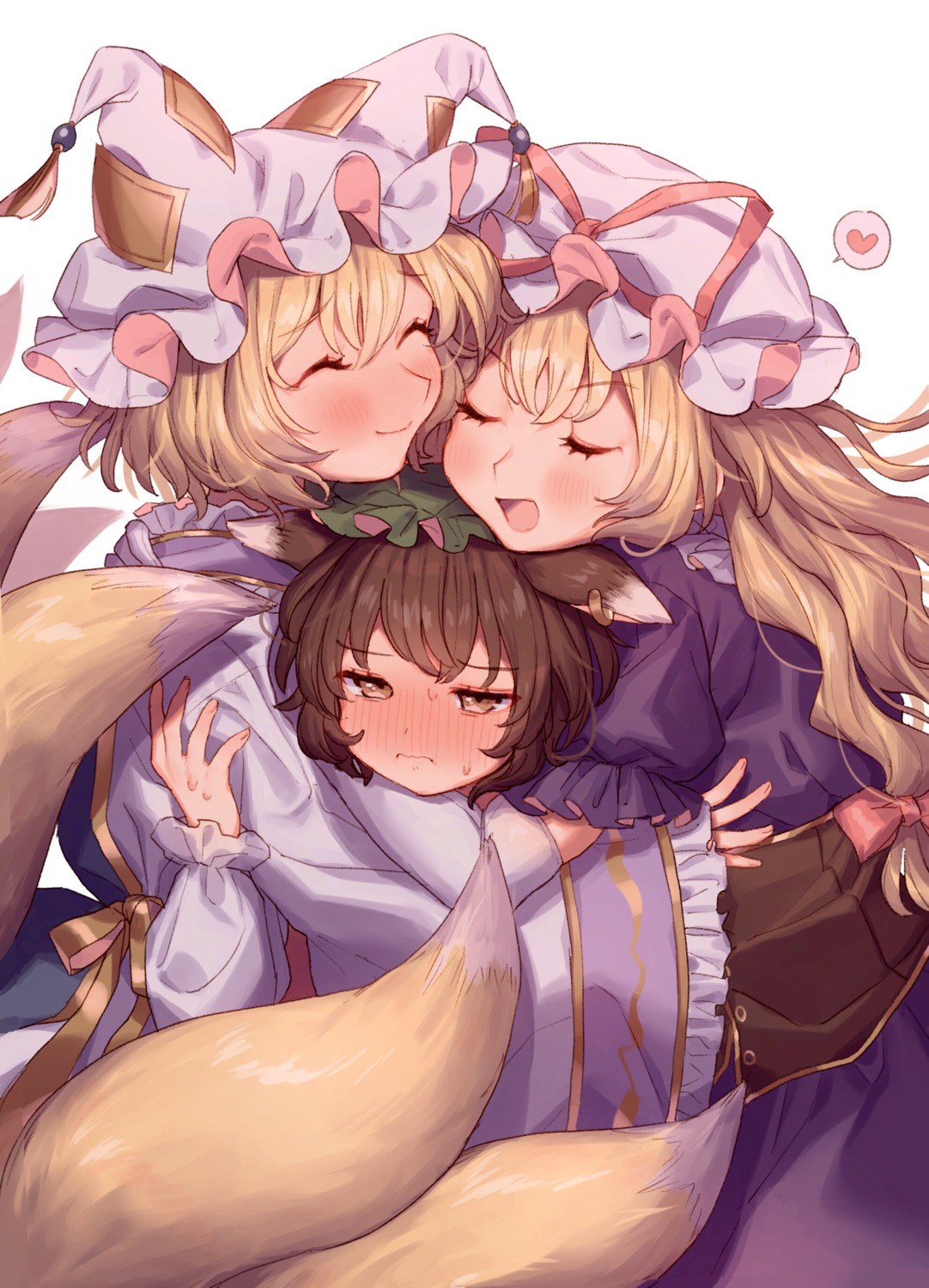 masanaga (tsukasa) touhou chen yakumo ran yakumo yukari animal ears kitsune tail yuri | #706676 ...